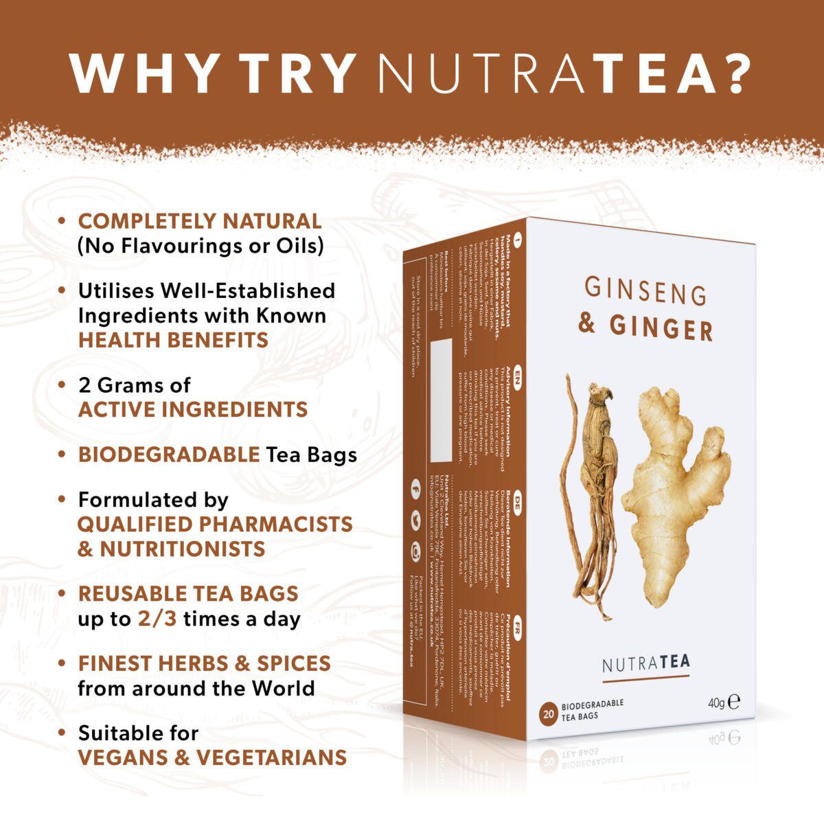 Ginseng And Ginger Tea Tea To Energise The Body Nutra Tea
